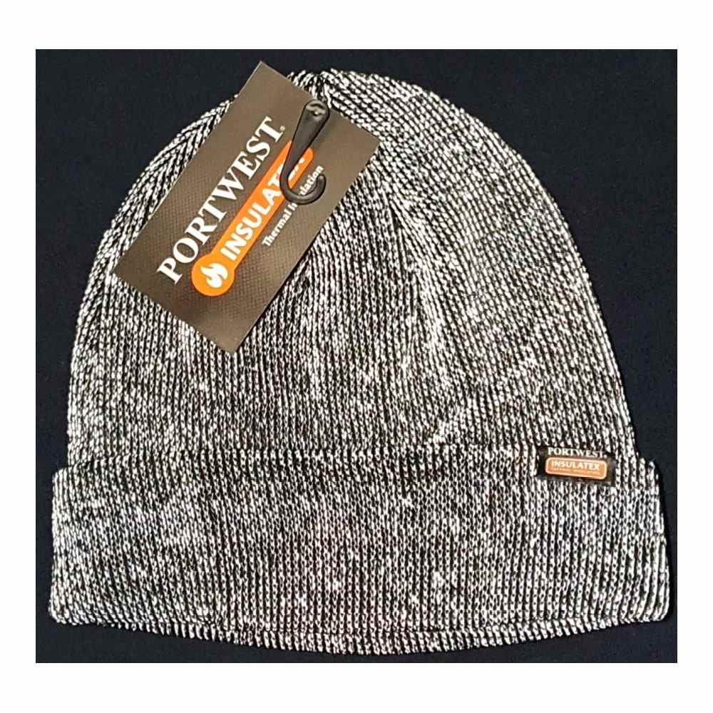 Black Reflective Knit Beenie Hat Insulatex Lined Portwest B026 ...