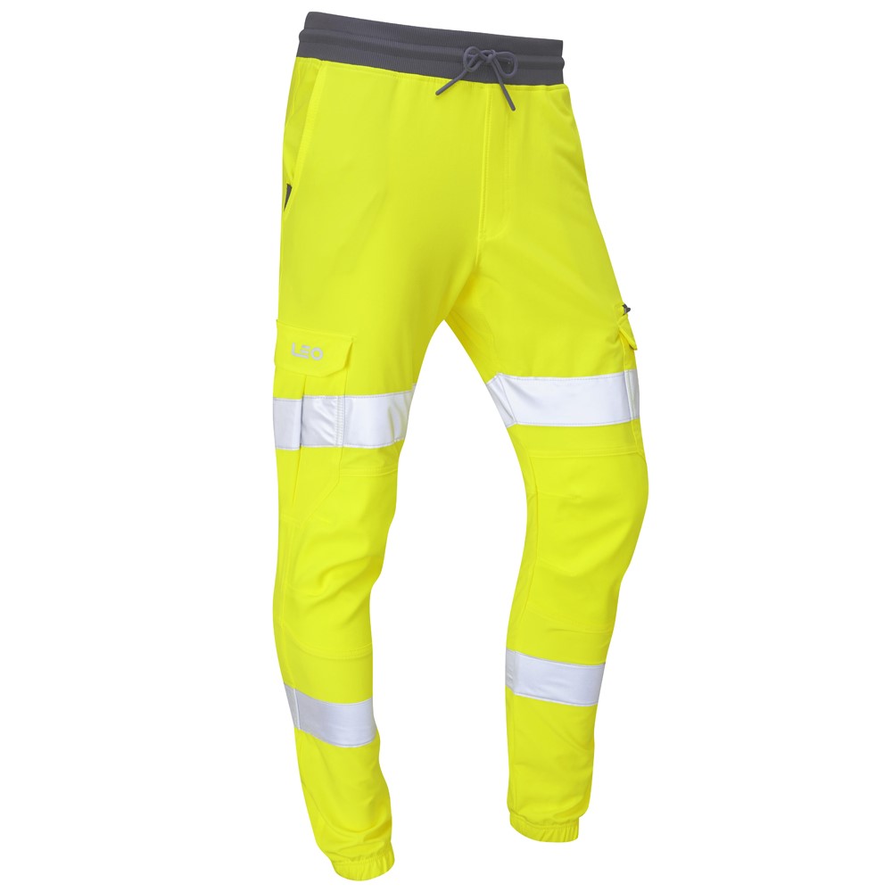 Leo Hawkridge Slim Fit Yellow Hi-Vis Joggers | - redoakdirect.com