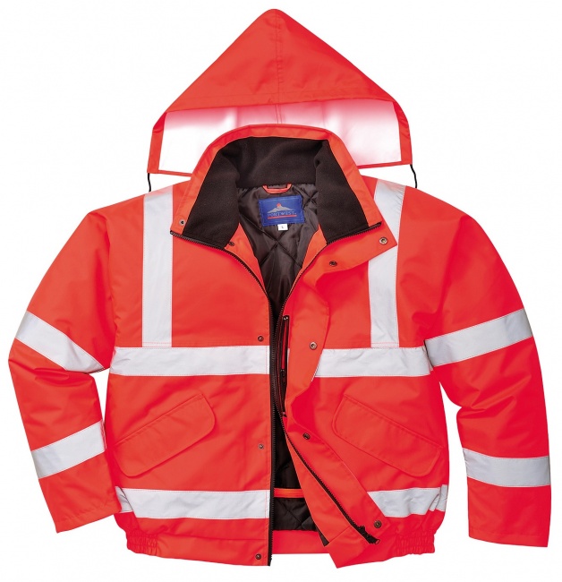 High Visibility Contractor Red Waterproof Bomber Jacket EN471 ...