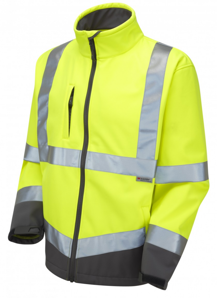 High Visibility Yellow Leo Buckland Interactive Softshell Jacket ...