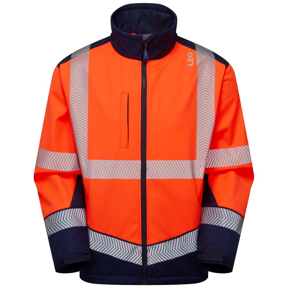 Hi Vis Orange & Navy Leo Softshell Jacket - redoakdirect.com