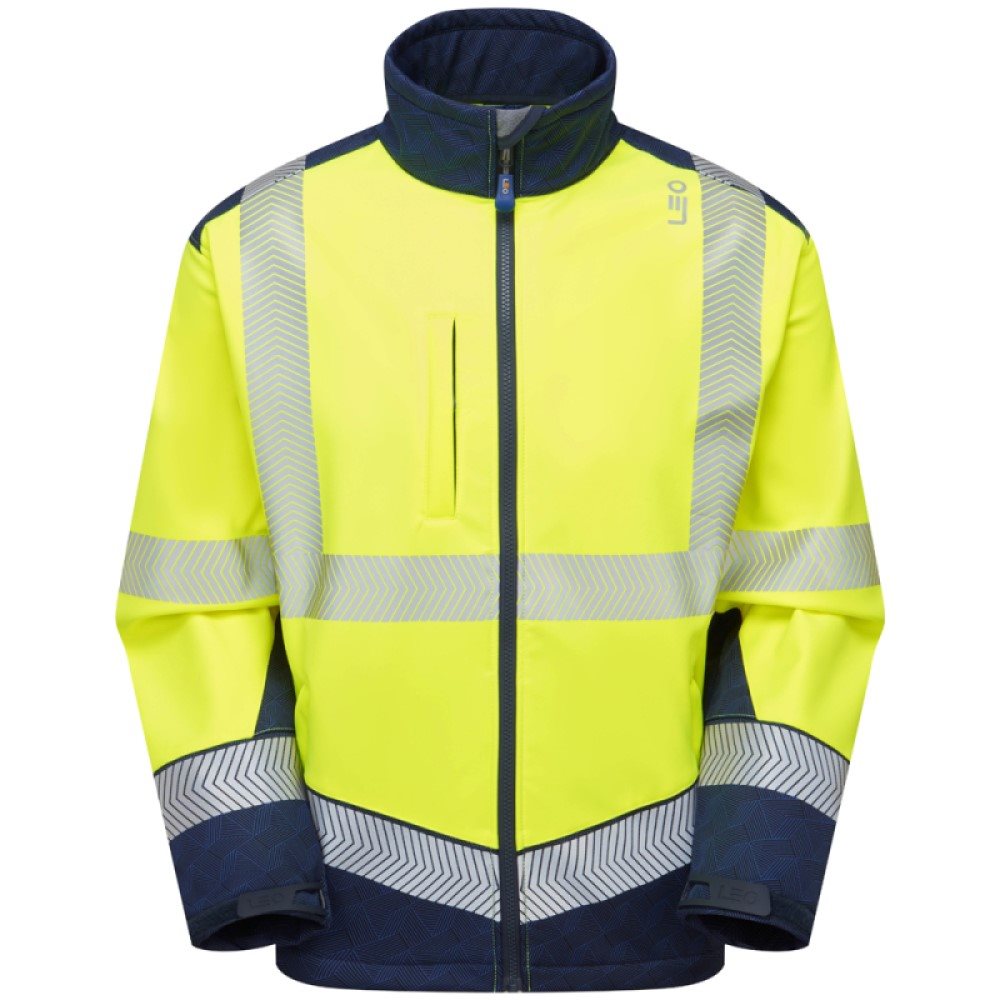 Hi Vis Yellow & Navy Leo Softshell Jacket - redoakdirect.com