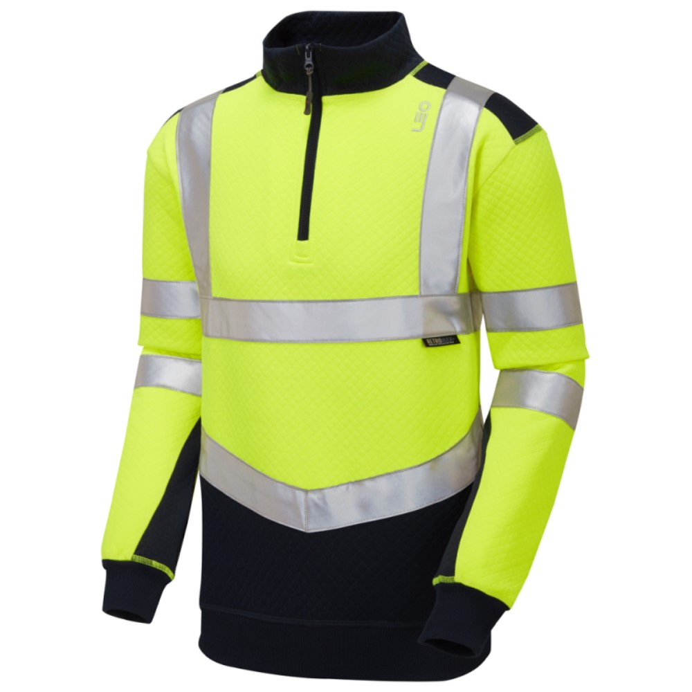 Leo SS08 1/4 Zip Sweatshirt Yellow/Navy - redoakdirect.com